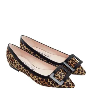 ROGER VIVIER Leopard Print Pointed Toe Ballerinas