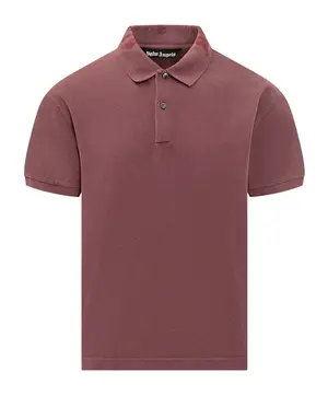 Palm Angels Logo Detailed Short-sleeved Polo Shirt - Red