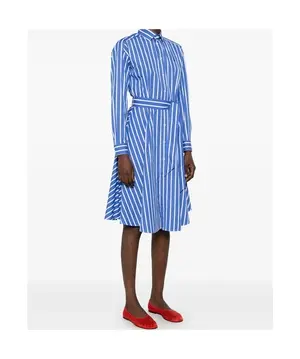 Polo Ralph Lauren Striped Button-up Shirt Dress With Tie Belt - Blue