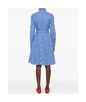 Polo Ralph Lauren Striped Button-up Shirt Dress With Tie Belt - Blue