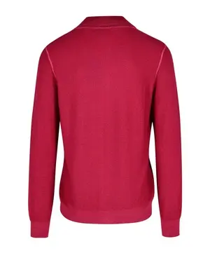 GRAN SASSO Zip-up Ribbed Cardigan - Red
