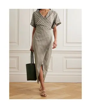 Brunello Cucinelli Striped Wrap Dress
