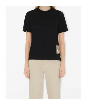 Burberry Checked Patch Crewneck T-shirt - Black
