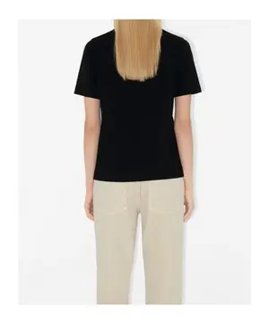 Burberry Checked Patch Crewneck T-shirt - Black