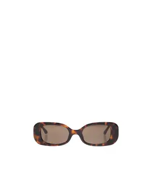 Linda Farrow Rectangular Logo Detail Sunglasses - Brown