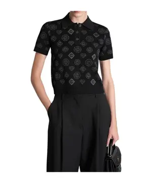 Casablanca Logo Jacquard Knitted Polo Top