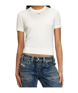 DIESEL® Short Sleeve Embroidered Logo Knit Top