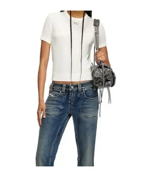 DIESEL® Short Sleeve Embroidered Logo Knit Top