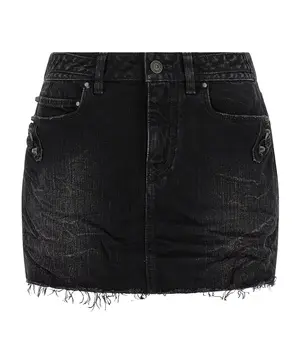 Balenciaga Frayed Edge Denim Mini Skirt