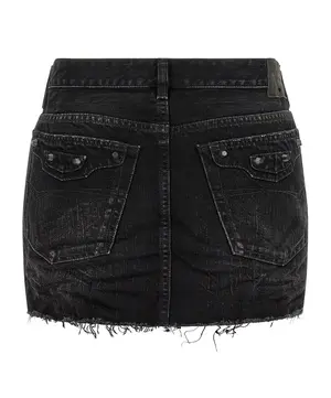 Balenciaga Frayed Edge Denim Mini Skirt