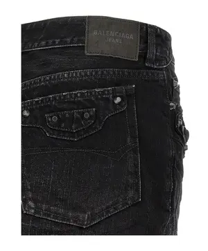 Balenciaga Frayed Edge Denim Mini Skirt