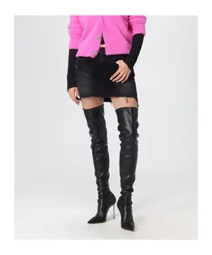 Balenciaga Frayed Edge Denim Mini Skirt - Black