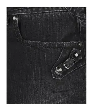 Balenciaga Frayed Edge Denim Mini Skirt - Black