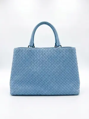 Bottega Veneta Woven Top Handle Handbag - Gray