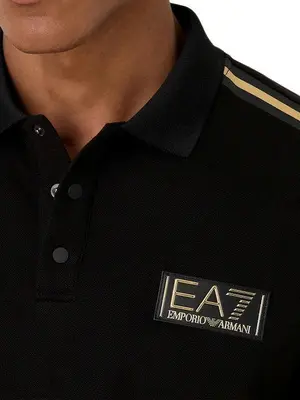 EA7 Logo-patch Cotton Polo Shirt