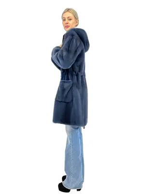 LISKA Hooded Fur Long Sleeve Coat
