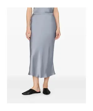 ANINE BING Bar Bias-cut Silk Midi Skirt