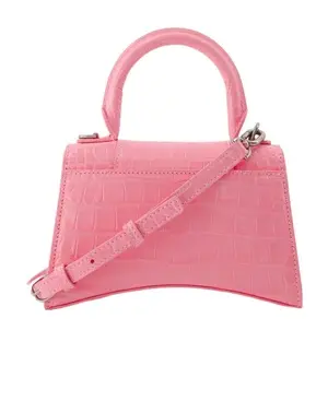 Balenciaga Hourglass Xs Logo Plaque Tote Bag - Pink