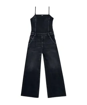 DIESEL® Denim Jumpsuit With Adjustable Straps And Belt Loops - Black
