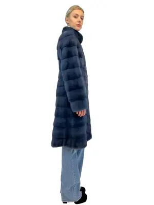 LISKA Long Sleeve Fur Coat