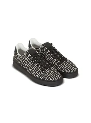 Balmain Monogram Jacquard B-court Sneakers - Black