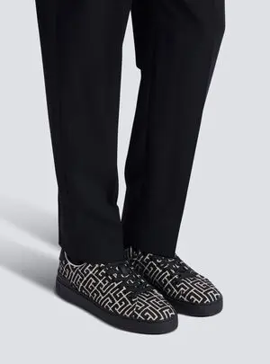 Balmain Monogram Jacquard B-court Sneakers - Black