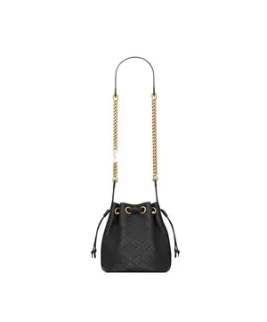 Saint Laurent Cassandre Logo Plaque Bucket Bag - Black