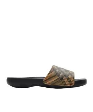 Burberry Check Slip-on Slides - Sand