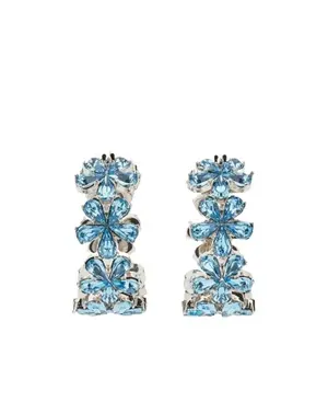 Amina Muaddi Flower Hoop Earrings - Blue