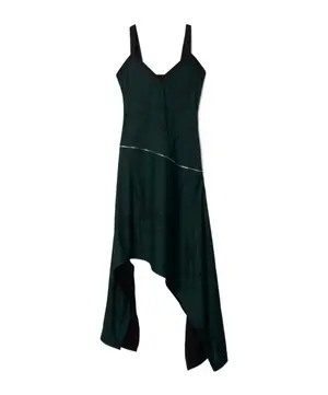 Burberry Shield Hardware Asymmetric Midi Dress - Black