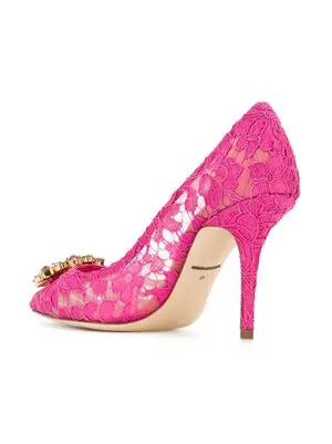 Dolce & Gabbana Embellished Lace Stilettos - Pink
