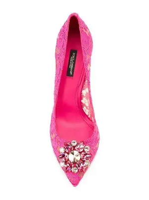 Dolce & Gabbana Embellished Lace Stilettos - Pink