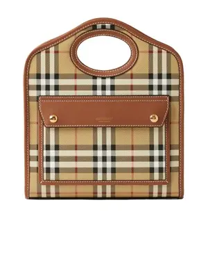 Burberry Hollow-handle Checkered Mini Tote Bag - Brown