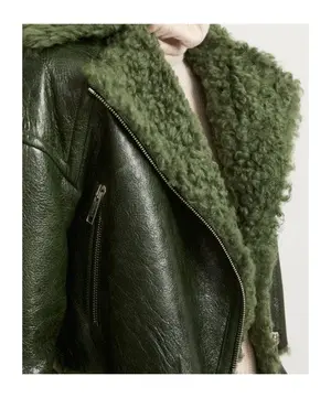 YVES SALOMON Patent Merino Cropped Biker Jacket