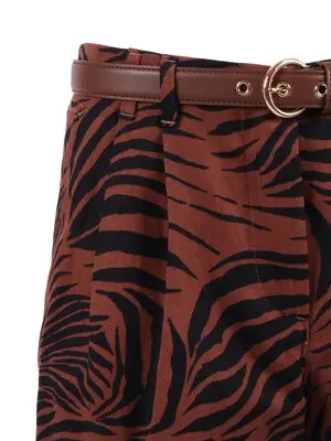 Max Mara Belted Zebra-print Cotton Shorts - Red