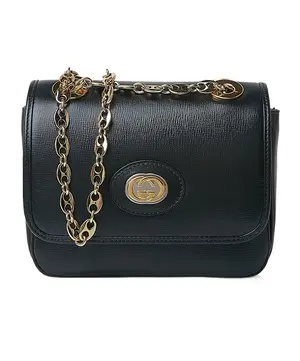 Gucci Small Flip Shoulder Bag With Chain Strap - Black