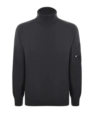 C.P. COMPANY Ribbed Turtleneck Knitwear With Signature Lens Pocket
