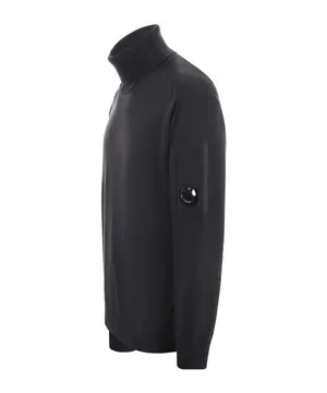 C.P. COMPANY Ribbed Turtleneck Knitwear With Signature Lens Pocket