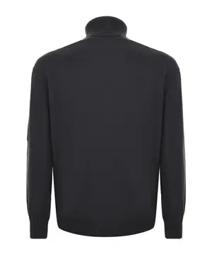 C.P. COMPANY Ribbed Turtleneck Knitwear With Signature Lens Pocket