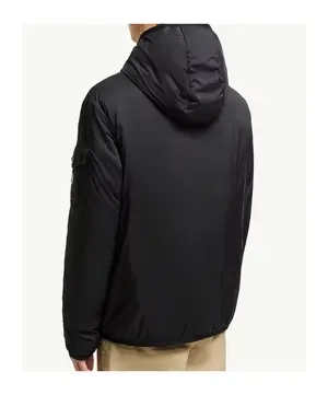 Moncler Zip-up Hooded Jacket With Elasticated Cuffs And Hem - Black
