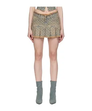 MISBHV Monogram-jacquard Denim Mini Skirt - Blue
