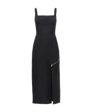Alexander McQueen Square Neck Zip Detail Midi Dress