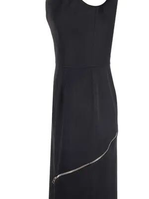 Alexander McQueen Square Neck Zip Detail Midi Dress