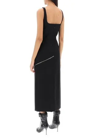 Alexander McQueen Square Neck Zip Detail Midi Dress