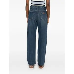 Miu Miu Logo Embroidered Straight Leg Jeans