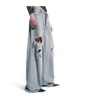 Balenciaga Destroyed Baggy Jeans - Blue