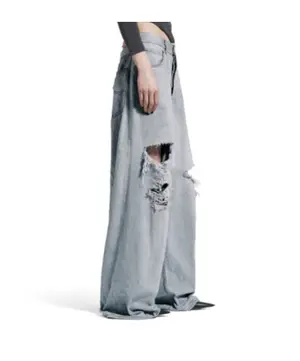 Balenciaga Destroyed Baggy Jeans - Blue