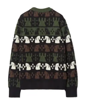 Burberry Chess Pattern Knit Crewneck Jumper - Black