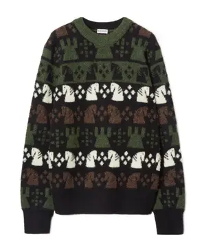 Burberry Chess Pattern Knit Crewneck Jumper - Black/green