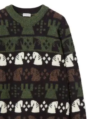 Burberry Chess Pattern Knit Crewneck Jumper - Black/green